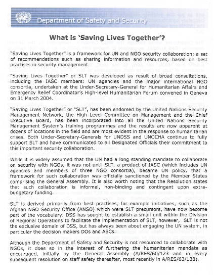 What is 'Saving Lives Together'? | ALNAP