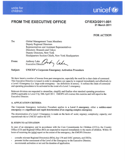 UNICEF’s Corporate Emergency Activation Procedure | ALNAP
