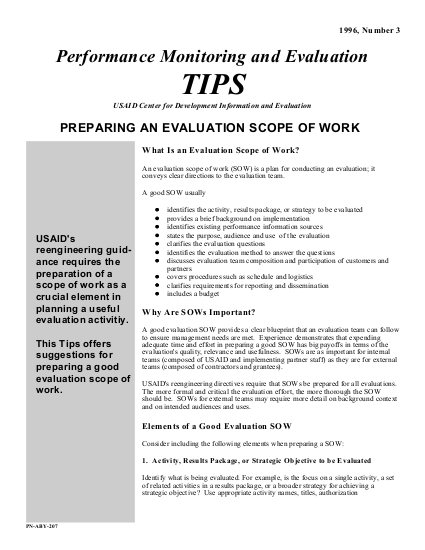 Preparing an evaluation scope of work. | ALNAP