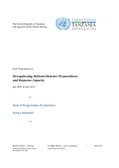 Strengthening National Disaster Preparedness and Response Capacity - End of Programme Evaluation ...