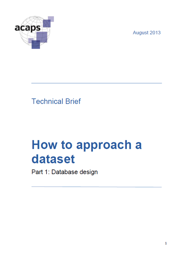How to approach a dataset - Part 1: Database design | ALNAP