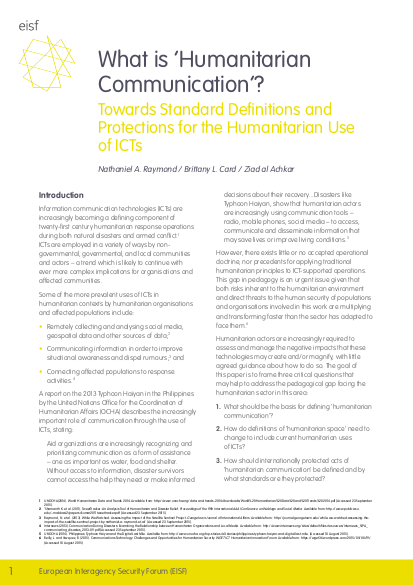 What is ‘Humanitarian Communication’? Towards Standard Definitions and ...