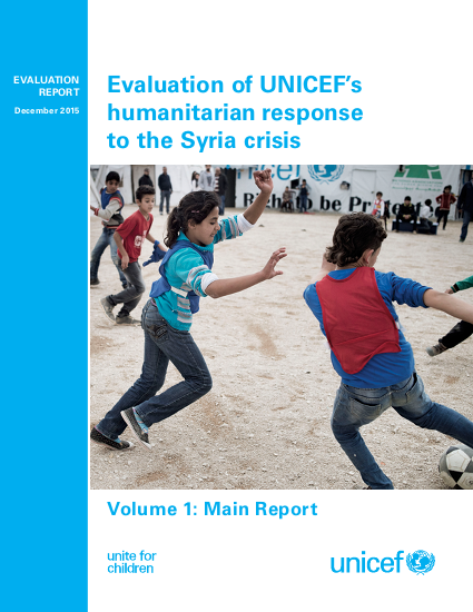 Evaluation of UNICEF’s Humanitarian Response to the Syria Crisis | ALNAP