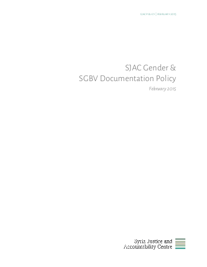 SJAC Gender & SGBV Documentation Policy | ALNAP