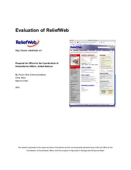 Evaluation of Relief Web | ALNAP