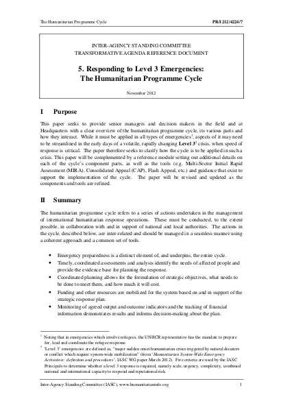 Responding to Level 3 Emergencies: The Humanitarian Programme Cycle | ALNAP