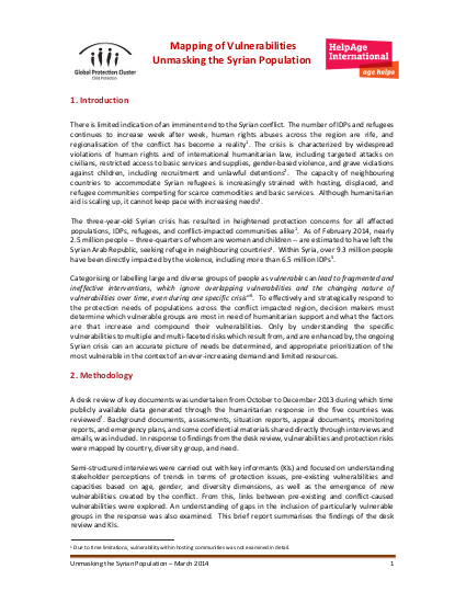 Mapping of Vulnerabilities Unmasking the Syrian Population | ALNAP