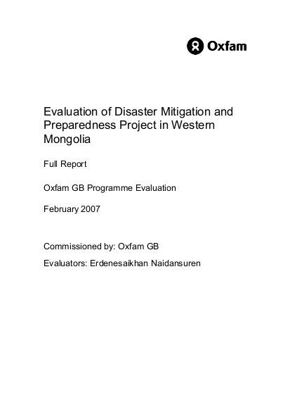 Evaluation of Disaster Mitigation and Preparedness Project in Western ...