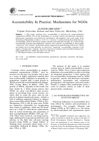 Accountability in Practice: Mechanisms for NGOs | ALNAP