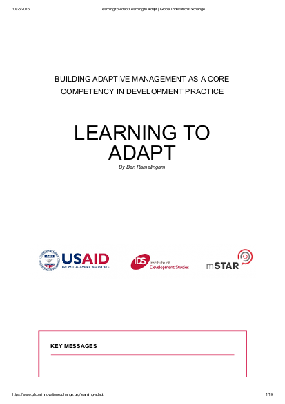 Learning to Adapt - Building Adaptive Management as a Core Competency ...