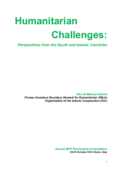 Humanitarian Challenges: Perspectives from the South and Islamic ...