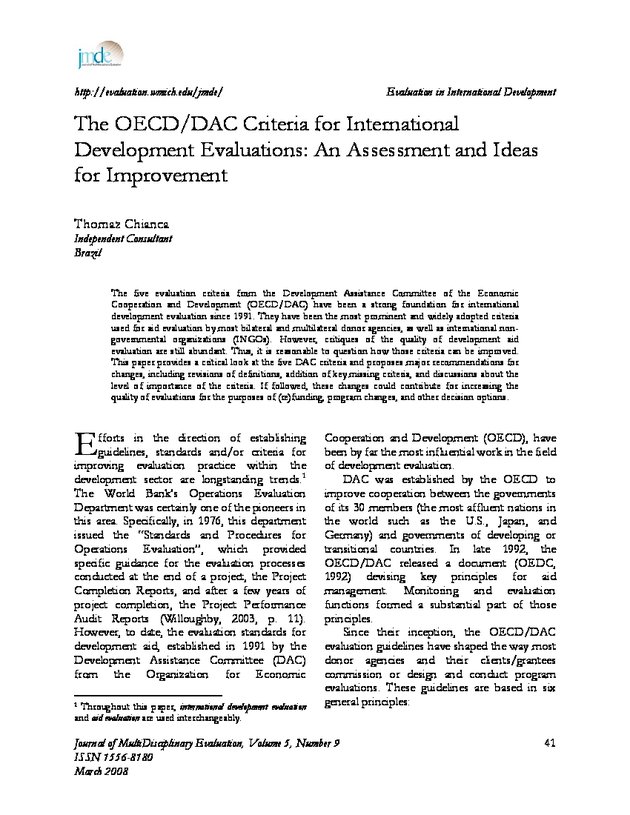 The OECD/DAC criteria for international development evaluations: An ...