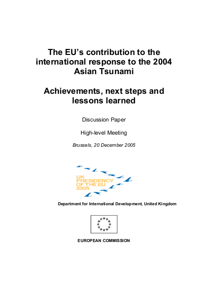 The EU's contribution to the international response to the 2004 Asian Tsunami: Achievements ...