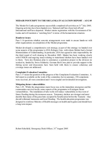 Real Time Evaluation of Medair's 'Tsunami Emergency Response' Programme ...