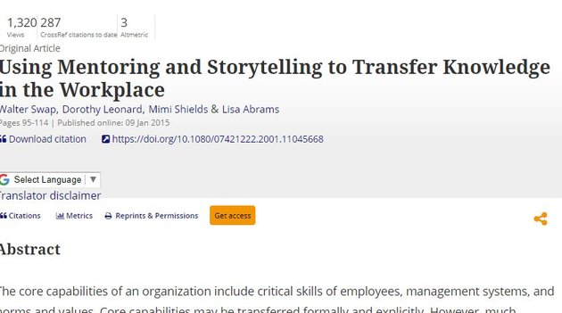Using mentoring and storytelling to transfer knowledge in the workplace | ALNAP