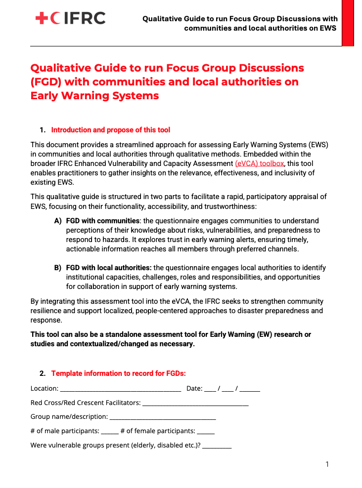 Qualitative guide to run focus group discussions (FGD) with communities ...