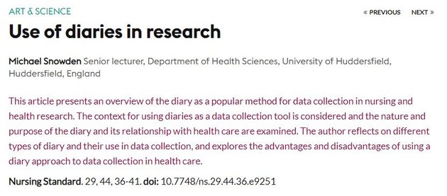 Use of diaries in research | ALNAP