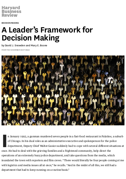 A leader's framework for decision making | ALNAP