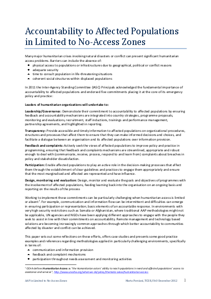 Accountability to Affected Populations in Limited to No-Access Zones ...