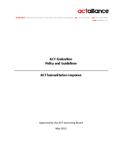 ACT Evaluation Policy and Guidelines | ALNAP