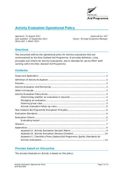 Activity Evaluation Operational Policy | ALNAP