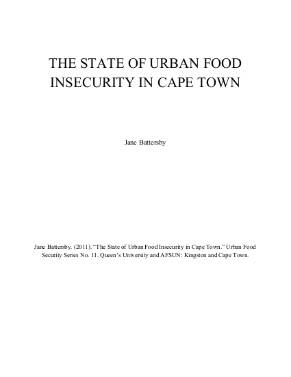 The State of Urban Food Insecurity in Cape Town | ALNAP
