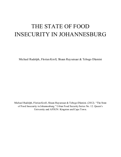 The State of Food Insecurity in Johannesburg | ALNAP