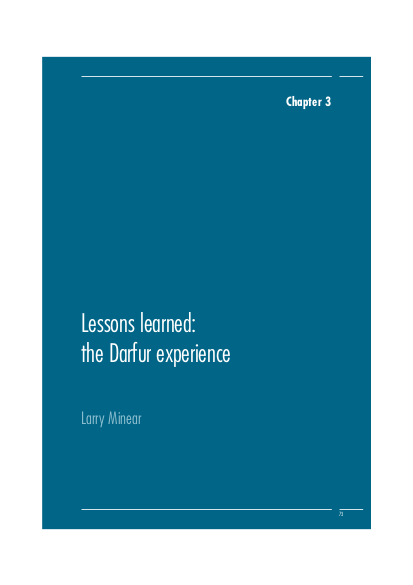 Lessons Learned: the Darfur experience | ALNAP