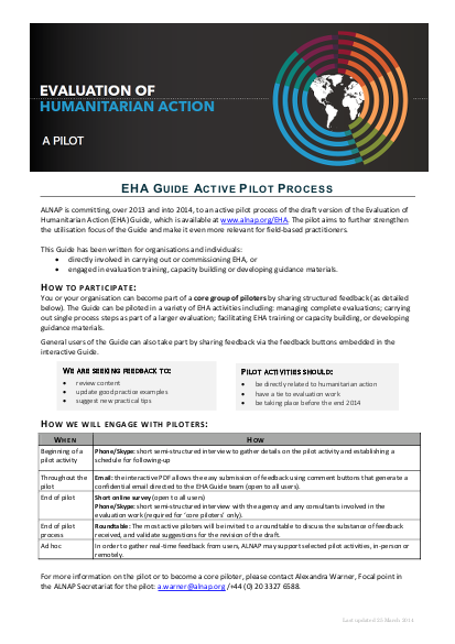 Evaluating Humanitarian Action: Pilot Guide (information sheet) | ALNAP