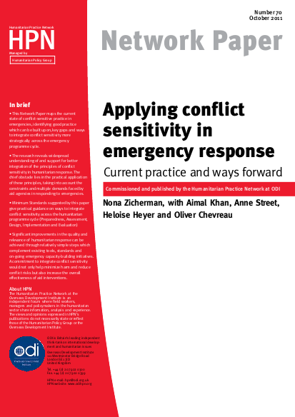 Applying conflict sensitivity in emergency response: Current practice ...