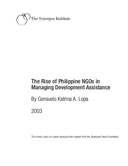 The Rise of Philippine NGOs in Managing Development Assistance | ALNAP