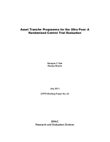 Asset Transfer Programme for the Ultra Poor: A Randomized Control Trial ...