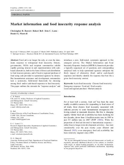 Market information and food insecurity response analysis | ALNAP