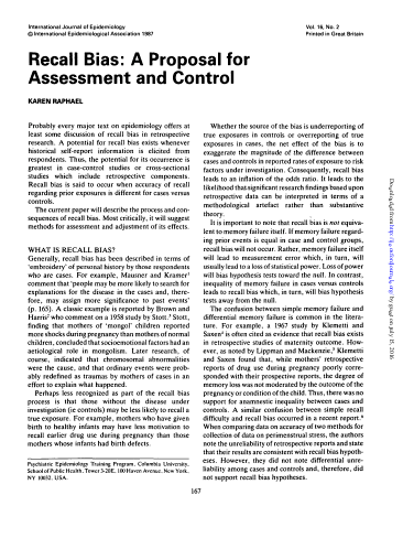 Recall Bias: A Proposal for Assessment and Control | ALNAP