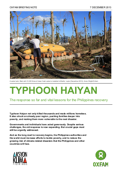 Typhoon Haiyan - The Response so Far and Vital Lessons for the Philippines Recovery | ALNAP