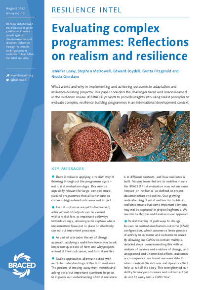 Evaluating Complex Programmes: Reflections on Realism and Resilience ...