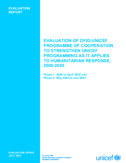 Evaluation of the DFID-UNICEF Programme of Cooperation to Strengthen ...