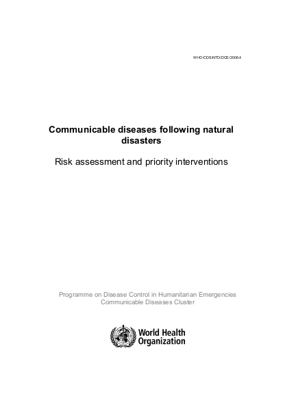Communicable Diseases Following Natural Disasters: Risk Assessment and ...