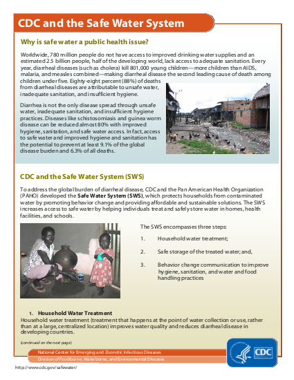 CDC and the Safe Water System | ALNAP