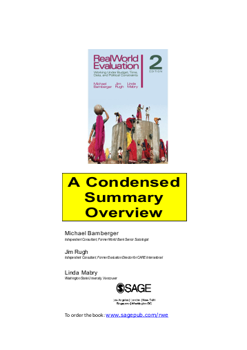 RealWorld Evaluation: Working under Budget, Time, Data, and Political ...