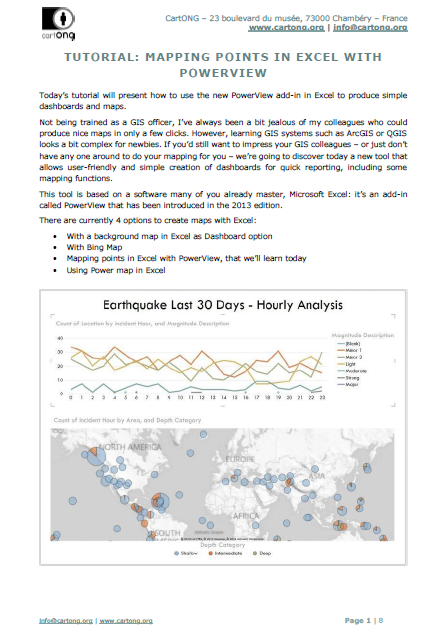 Tutorial: Mapping points in Excel with PowerView | ALNAP