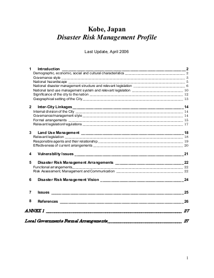 Kobe, Japan Disaster Risk Management Profile | ALNAP