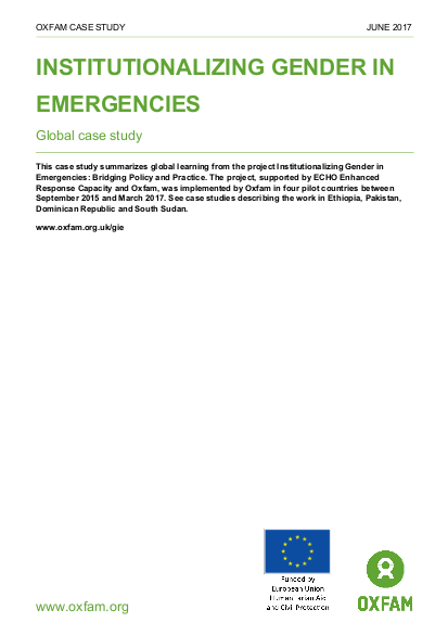 Institutionalizing Gender in Emergencies: Global Case Study | ALNAP