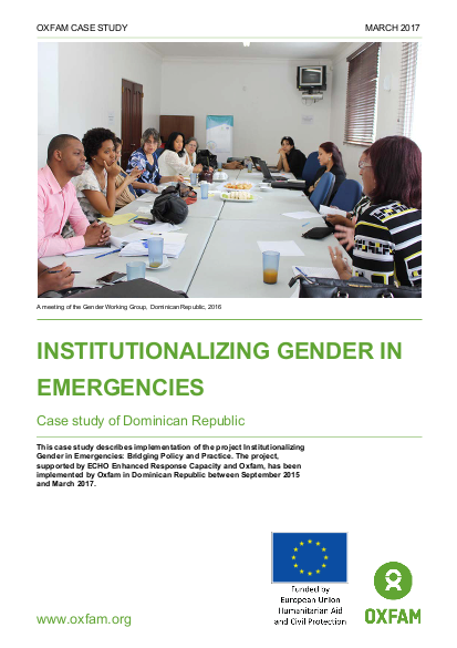 Institutionalizing Gender in Emergencies: Case study of Dominican ...