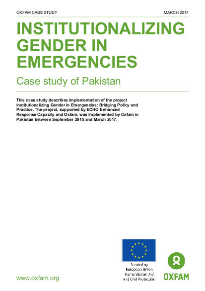 Institutionalizing Gender in Emergencies: Case Study of Pakistan | ALNAP