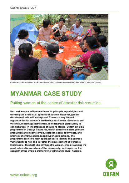 Myanmar Case Study: Putting Women at the Centre of Disaster Risk Reduction | ALNAP
