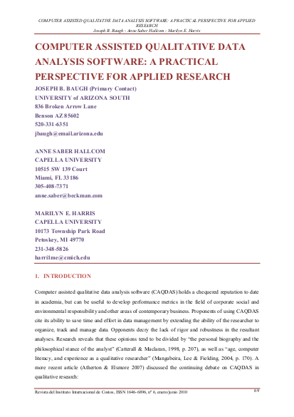 Computer Assisted Qualitative Data Analysis Software A Practical Perspective For Applied
