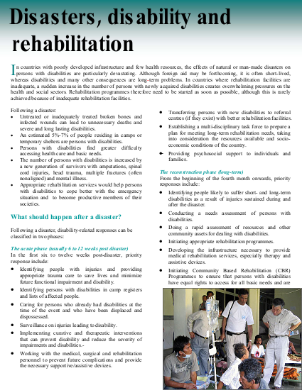 Disasters, Disability and Rehabilitation | ALNAP