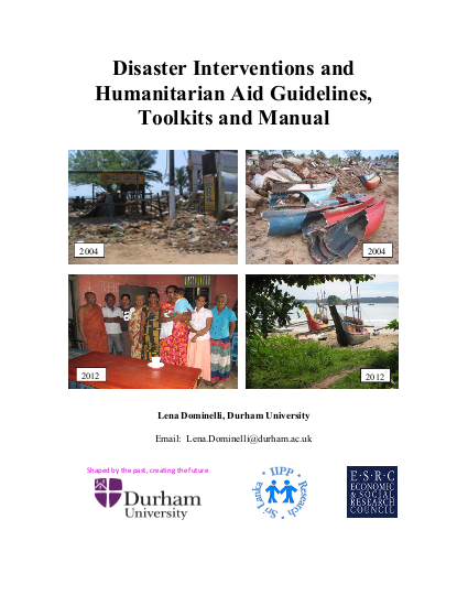 Disaster Interventions and Humanitarian Aid Guidelines, Toolkits and ...