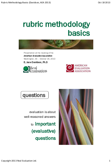 Rubric methodology basics | ALNAP